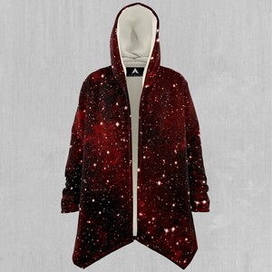 Crimson Space Galaxy Nebula EDM Rave Festival Sherpa Lined Hooded Cloak ...