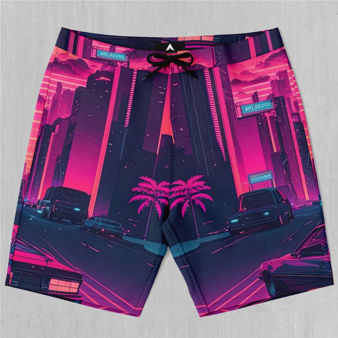 Nightfall Vaporwave Synthwave Board Shorts Men's Bathing Suit Swim ...