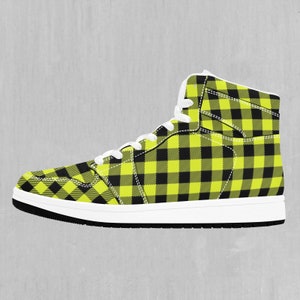 Yellow Checkered Plaid High Top Sneakers, High Top Shoes - Etsy
