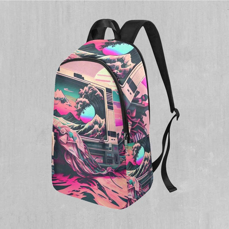 Digital Tsunami Retro Adventure Festival Backpack, Vaporwave Retro ...