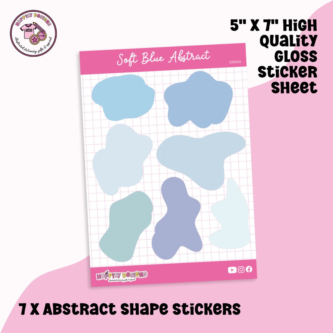 Soft Blue Abstract Sticker Sheet, Journaling Sticker Sheet, Decorative ...