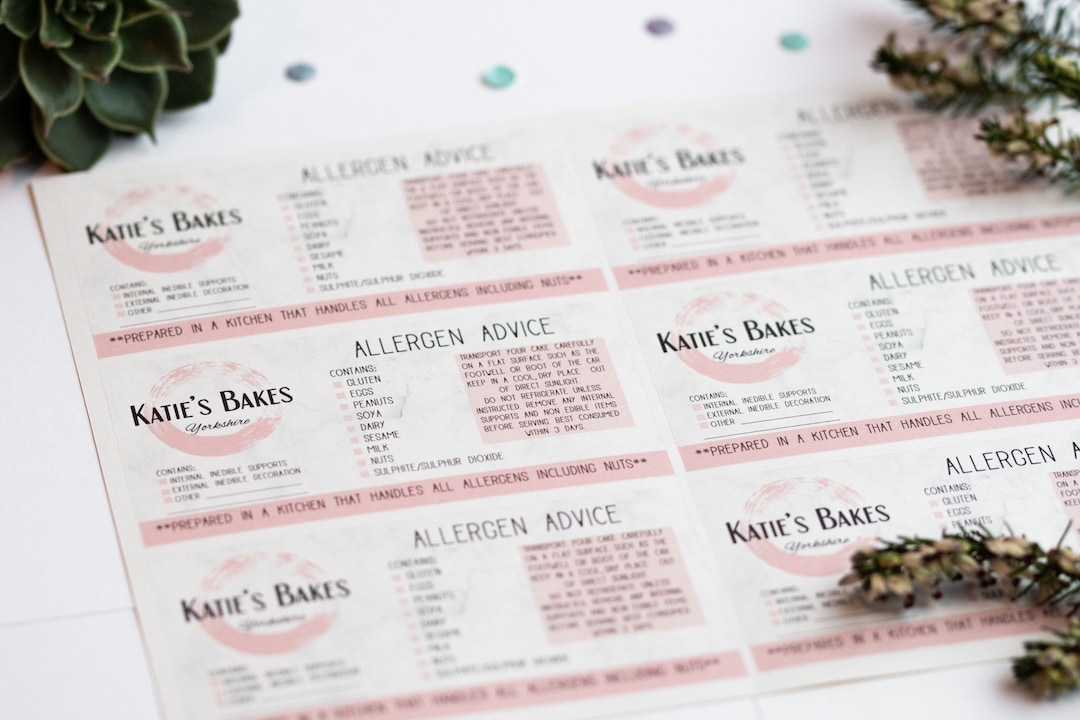 Custom Allergen Stickers for Bakers: Natasha's Law Compliant - Etsy UK