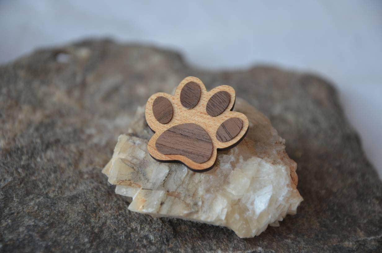 Paw Shape Wooden Pin Badge Brooch Accessory Dog Cat Lover Gift - Etsy ...