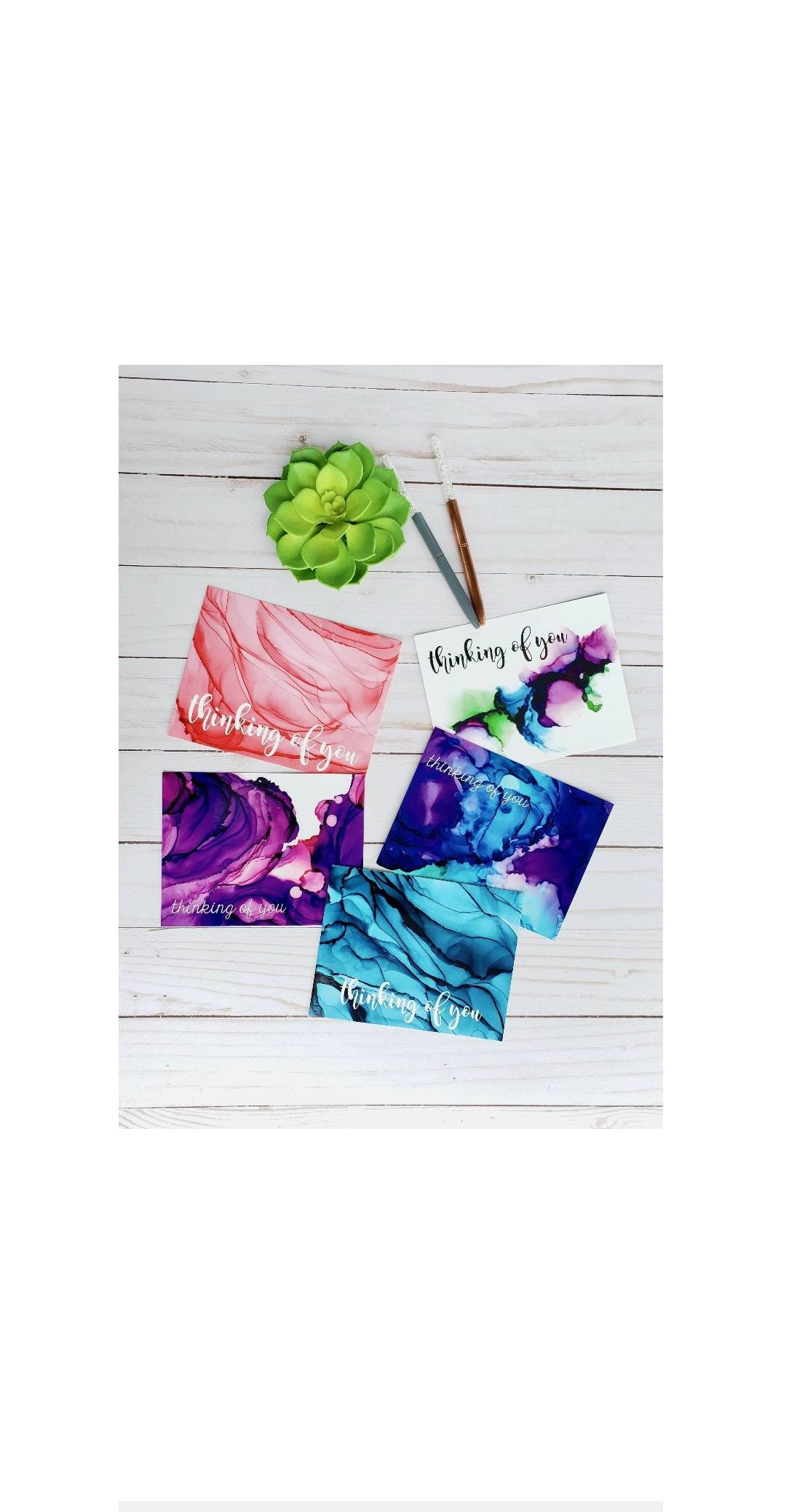 Set of 5 'thinking of You' Art Card Prints Unique - Etsy