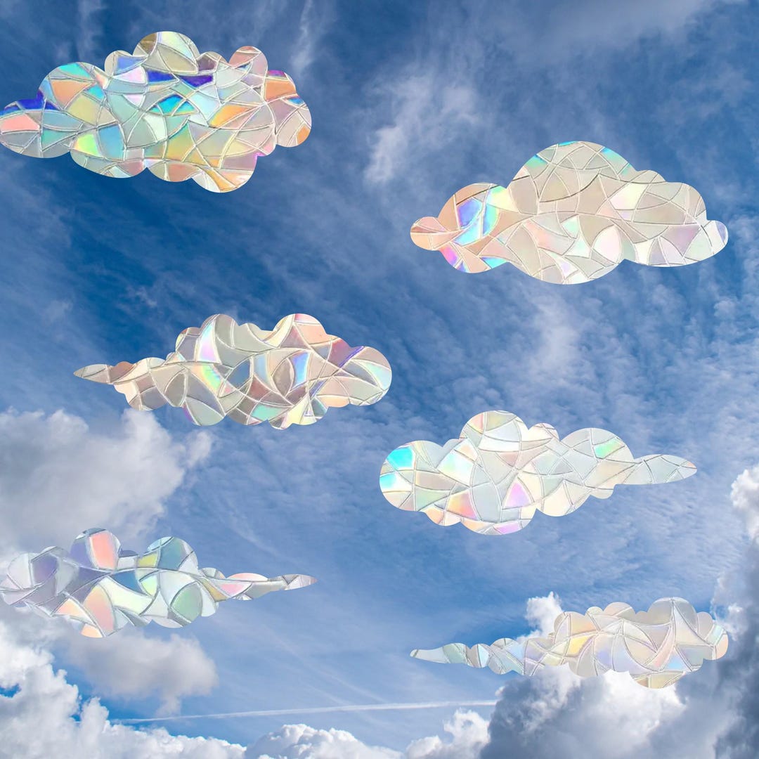 6 Clouds Suncatcher Sticker, Clouds Rainbow Maker Decal, Suncatcher for ...