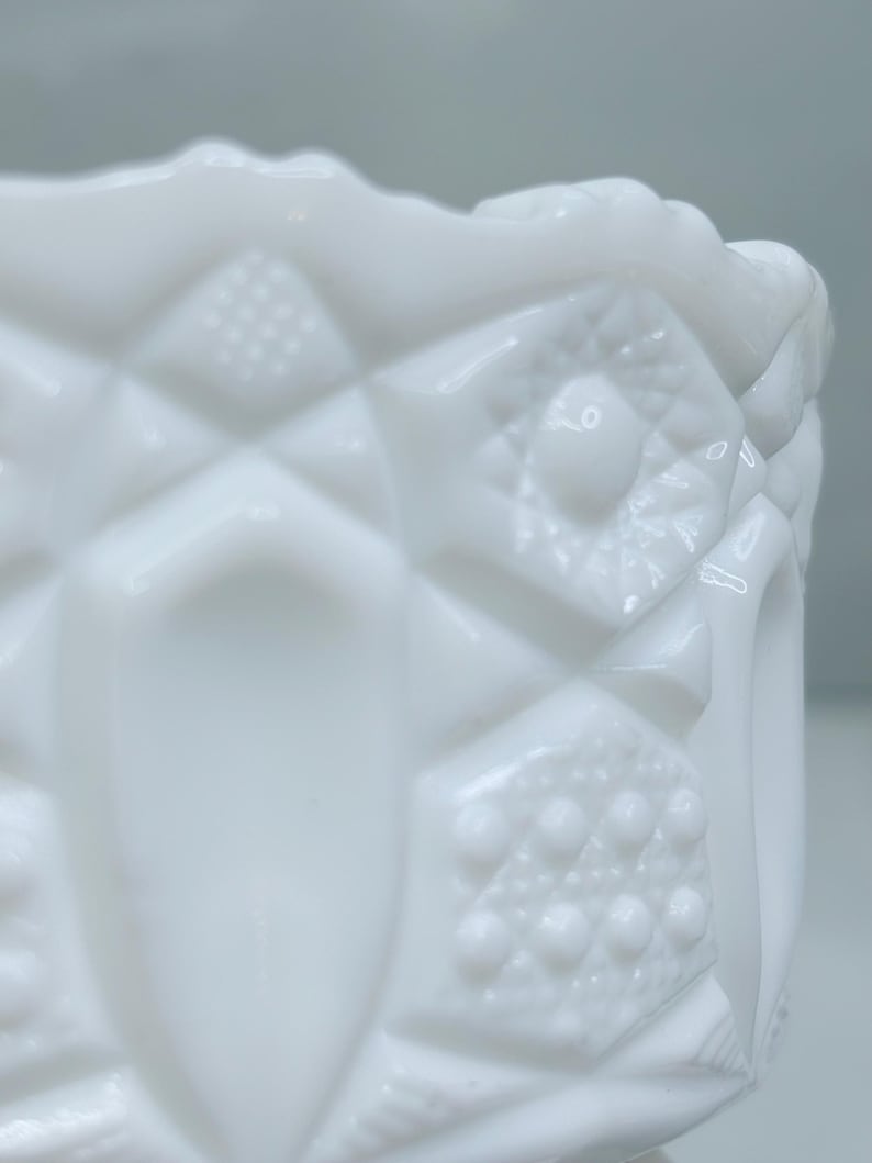 LE Smith Milk Glass Compote – “cane and Arches” / “heritage” Pattern - Etsy