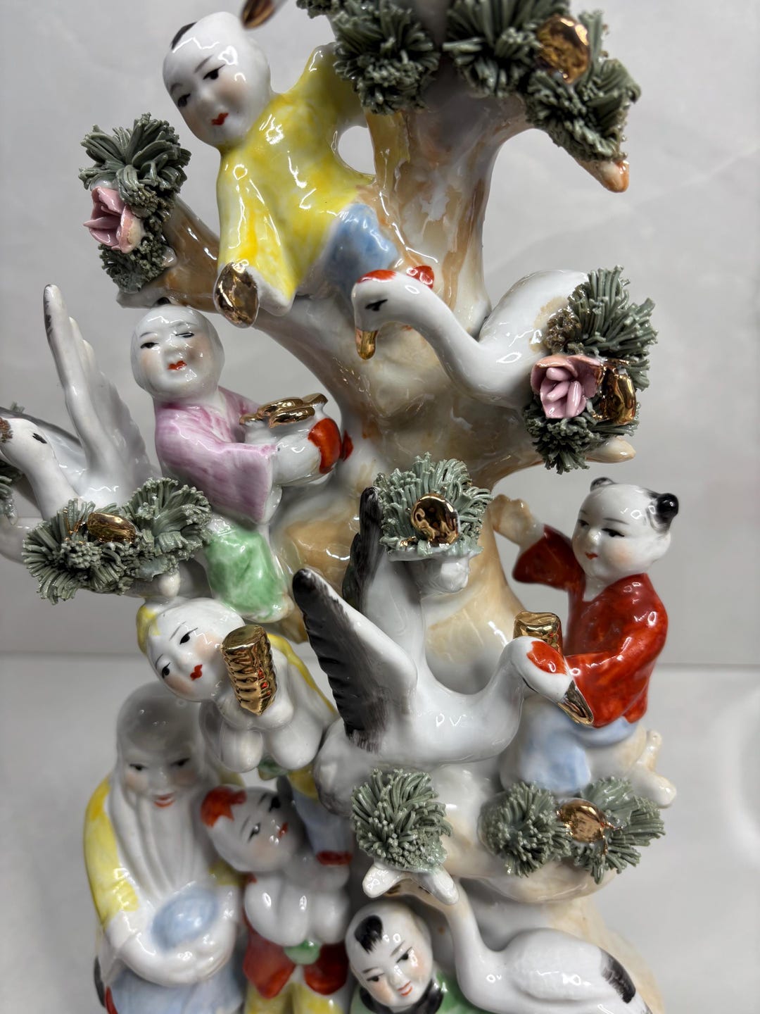 Mid-century Porcelain Tree of Prosperity: Vintage Feng Shui Sculpture ...