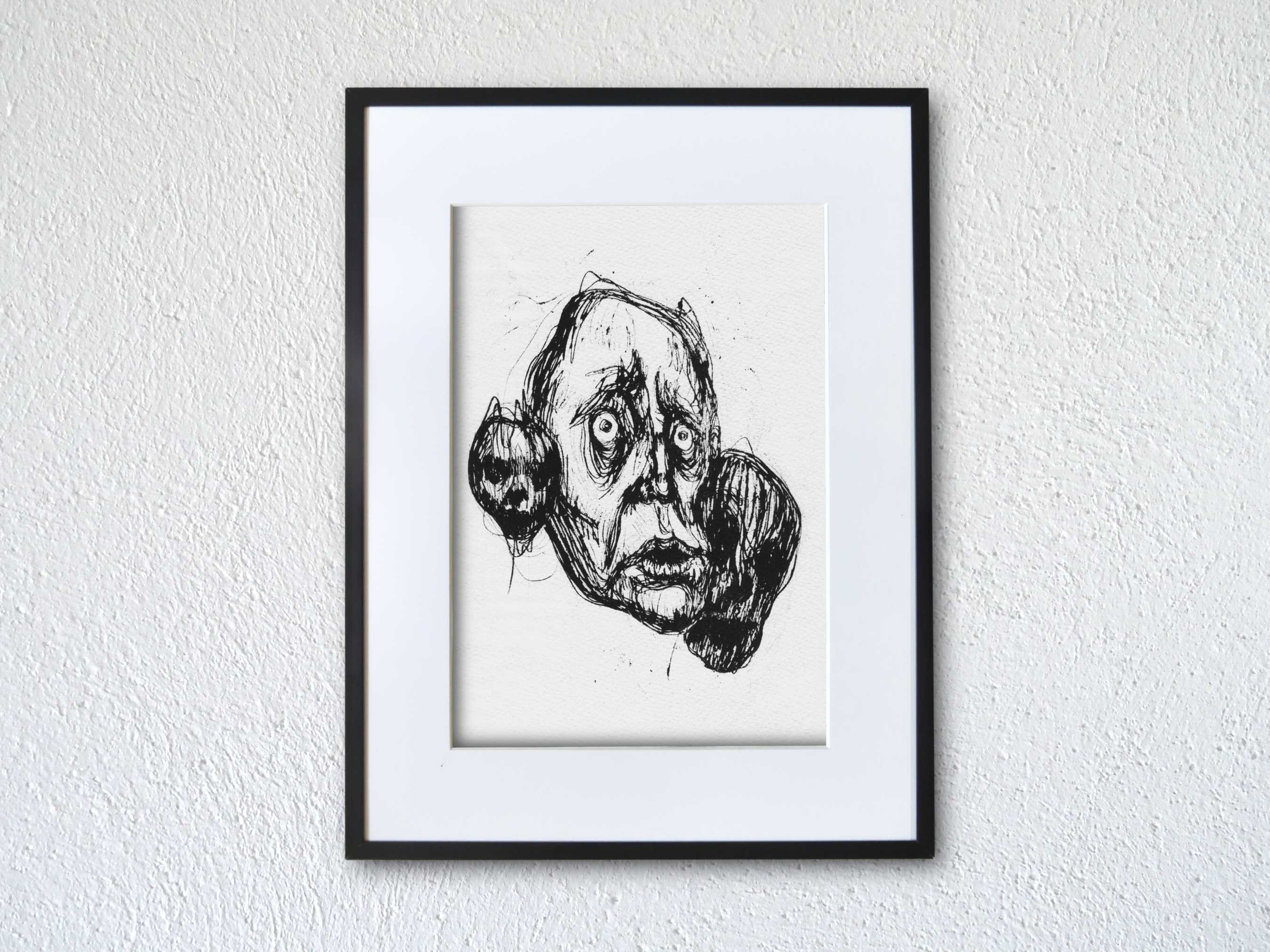 Prints Lineart Illustration Creepy Unframed Spooky Fine Art Print ...