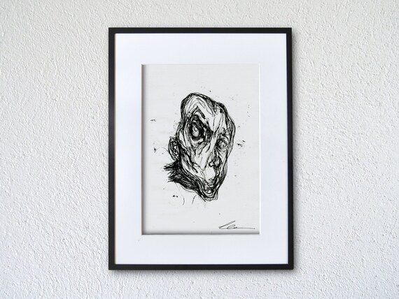 Prints Lineart Illustration Creepy Unframed Spooky Fine Art Print ...
