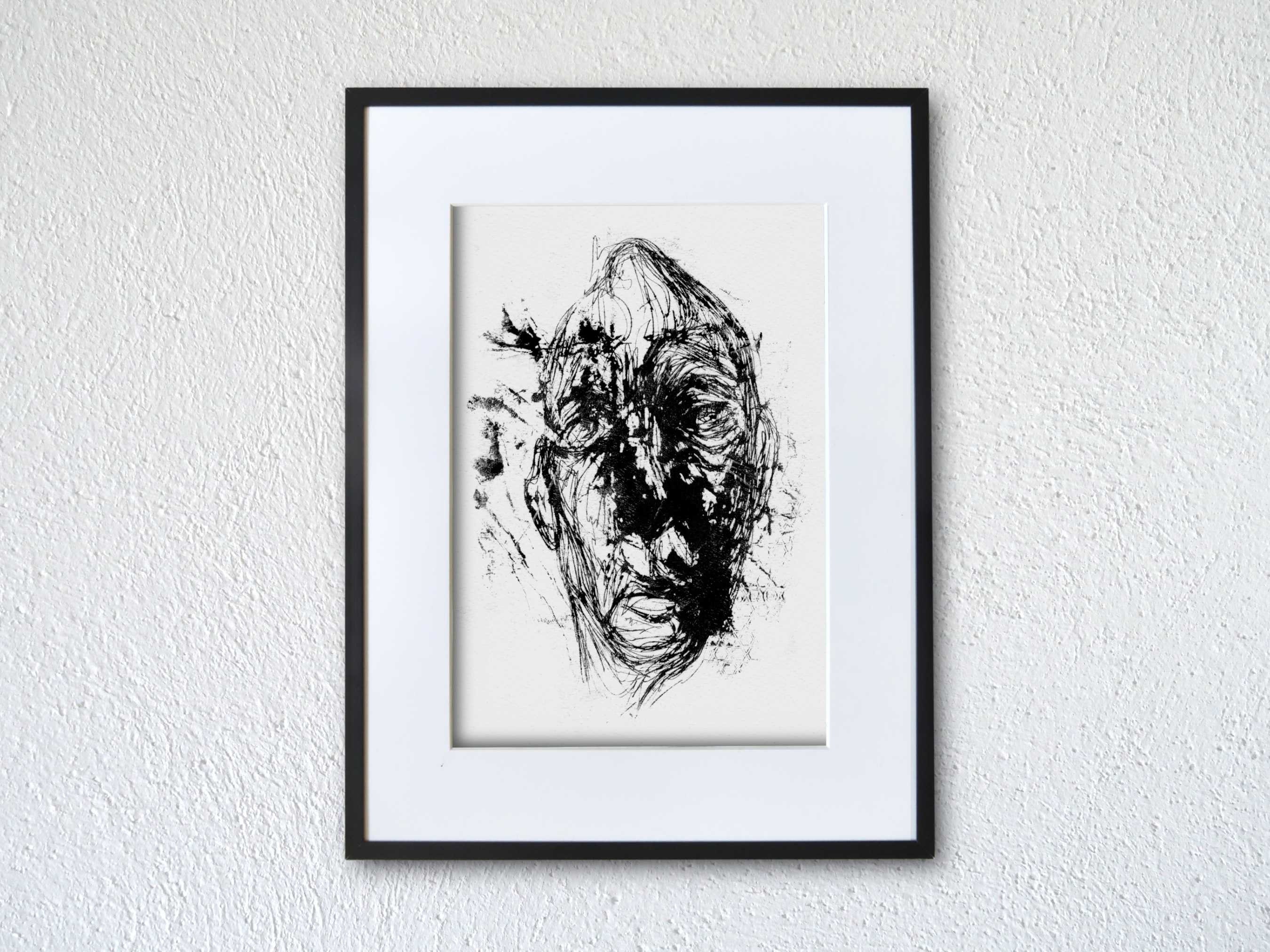 Prints Lineart Illustration Creepy Unframed Spooky Fine Art Print ...