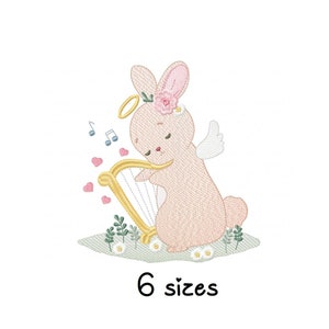 Bunny Angel Embroidery Design, Easter Embroidery Design Machine, Rabbit ...