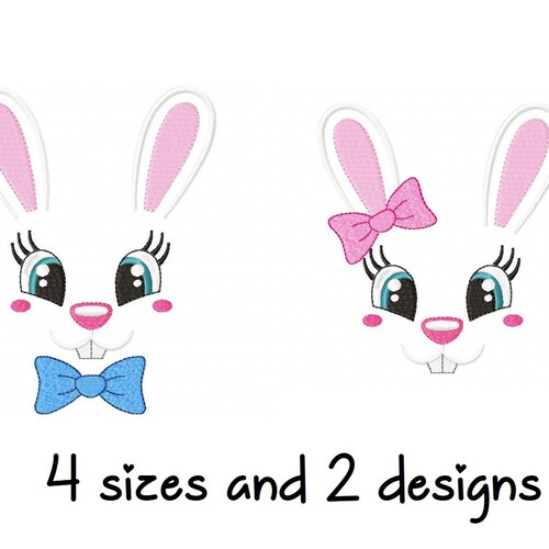 Bunny Face Machine Embroidery Design Cute Rabbit Face Cat - Etsy