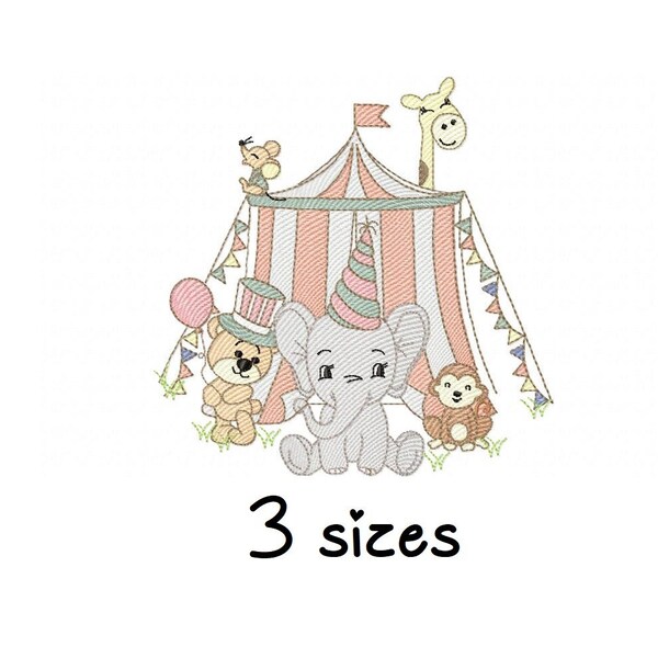 Circus Animals Machine Embroidery Design - Etsy