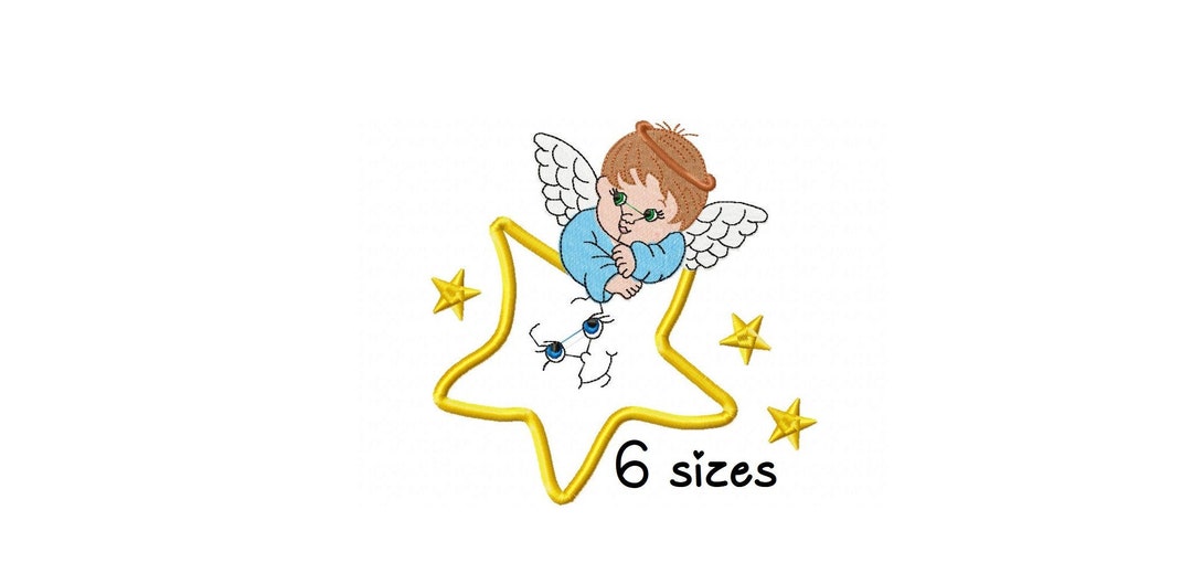 Angel Baby Star Embroidery Design, Boy Embroidery Design Machine ...