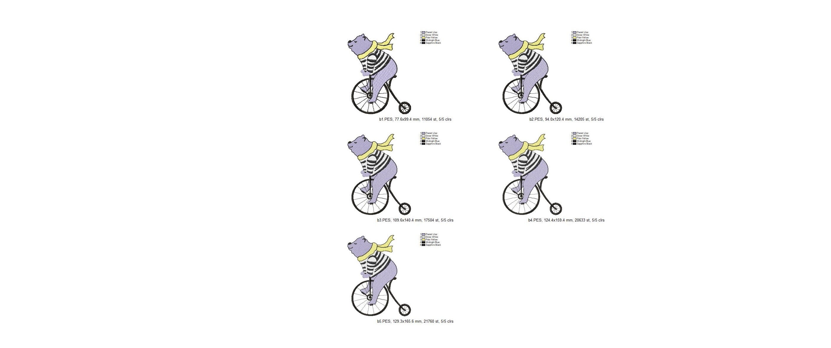 Polar Bear Bike embroidery design animals embroidery design | Etsy