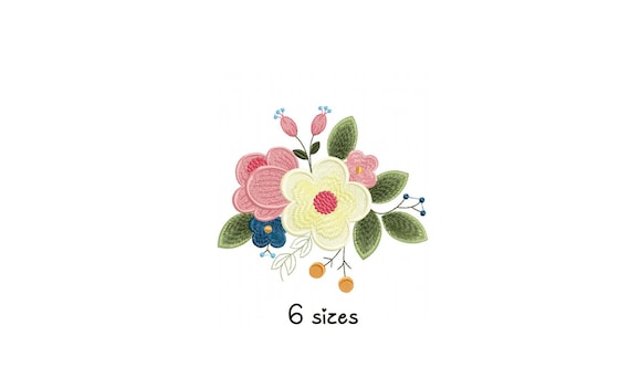 Cute Flowers Embroidery Designs Bouquet Embroidery Design | Etsy