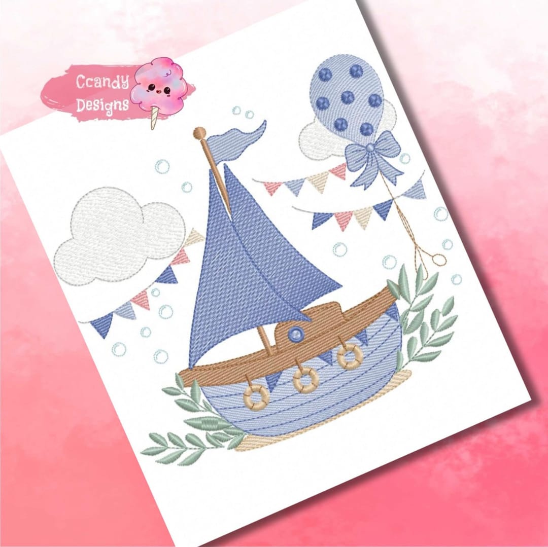 Boat Blue Embroidery Design, Boy Embroidery Design Machine, Vehicle ...