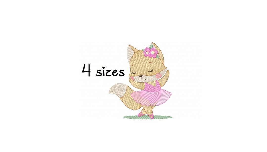 Fox Ballerina 3 Embroidery Design Girl Embroidery Design Machine Ballet ...