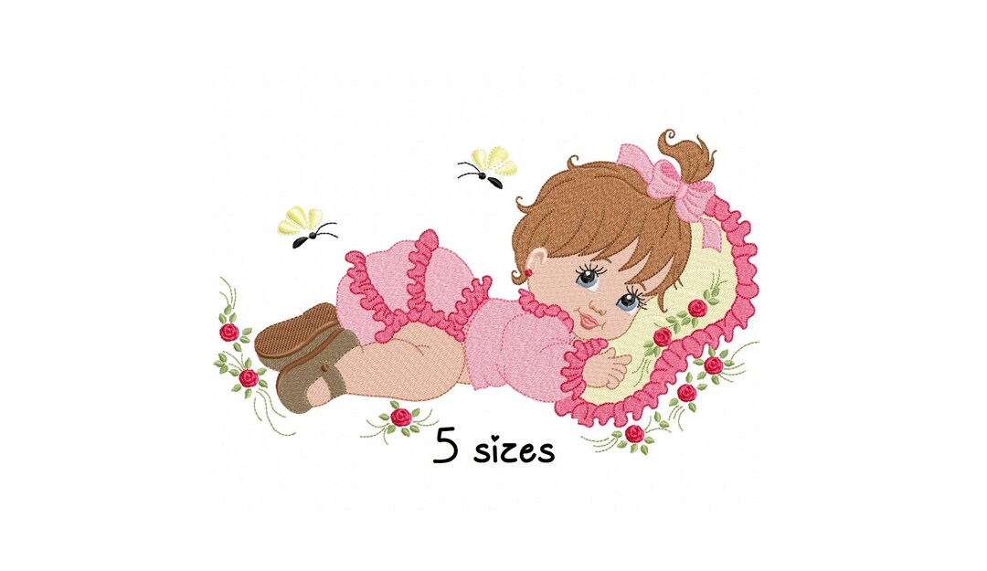 Baby Girl Embroidery Design, Girly Embroidery Design Machine, Newborn ...