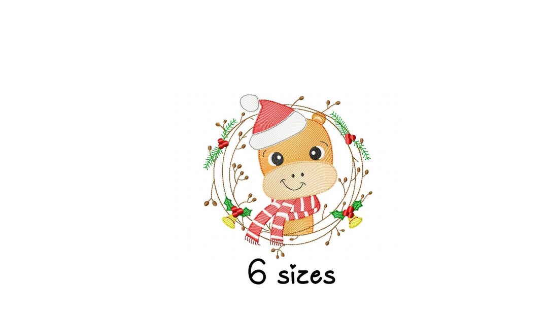 Cute Xmas Giraffe Embroidery Design, Christmas Embroidery Design ...