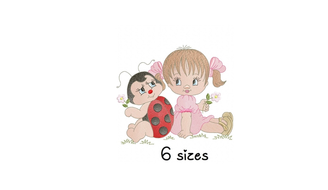Girl and Ladybug Embroidery Design, Baby Embroidery Design Machine ...