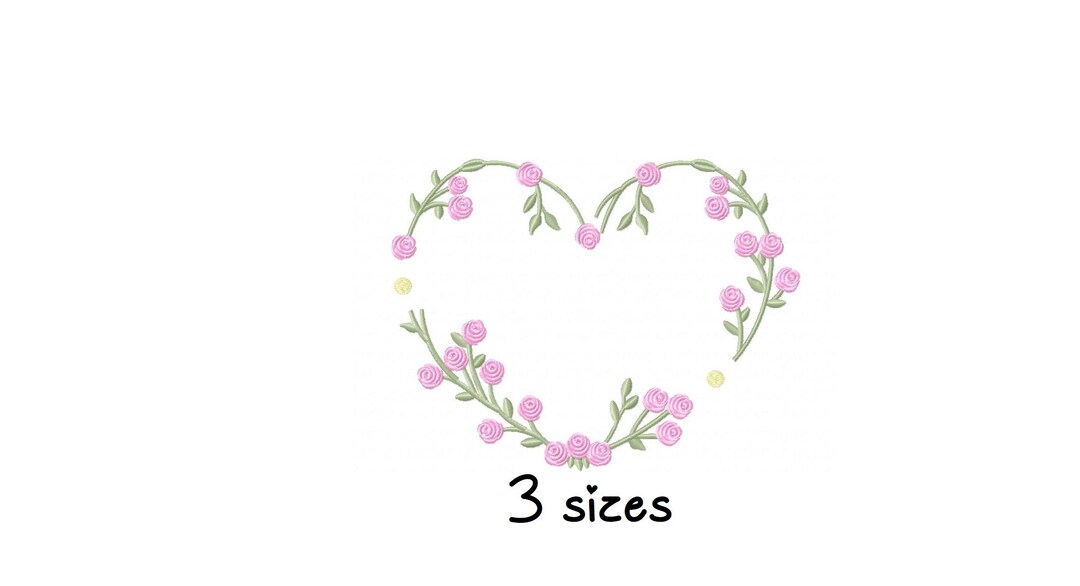 Heart Flowers Embroidery Designs, Frame Embroidery Design Machine ...