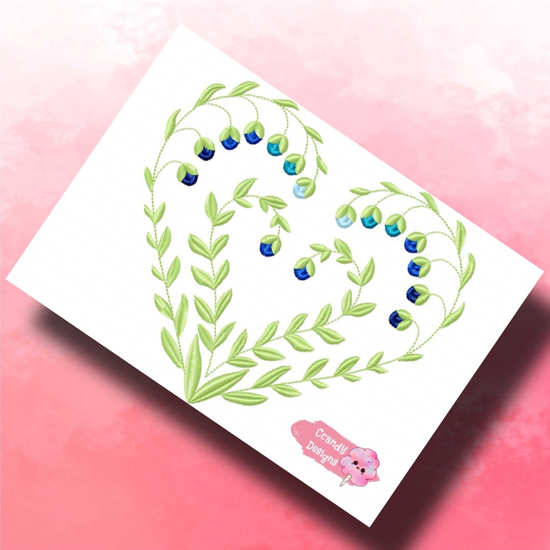 Heart Blue Flowers Embroidery Designs, Frame Embroidery Design Machine ...