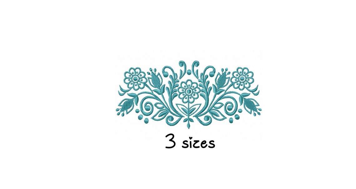 Blue Flowers Embroidery Design Arabesque Embroidery Design | Etsy