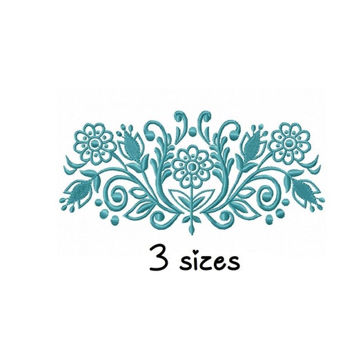 Blue Flowers Embroidery Design Arabesque Embroidery Design - Etsy