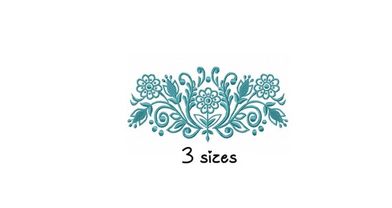Blue Flowers Embroidery Design Arabesque Embroidery Design | Etsy