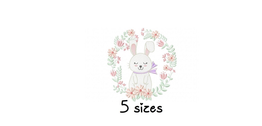Cute Bunny Flowers Embroidery Design, Newborn Embroidery Design Machine ...