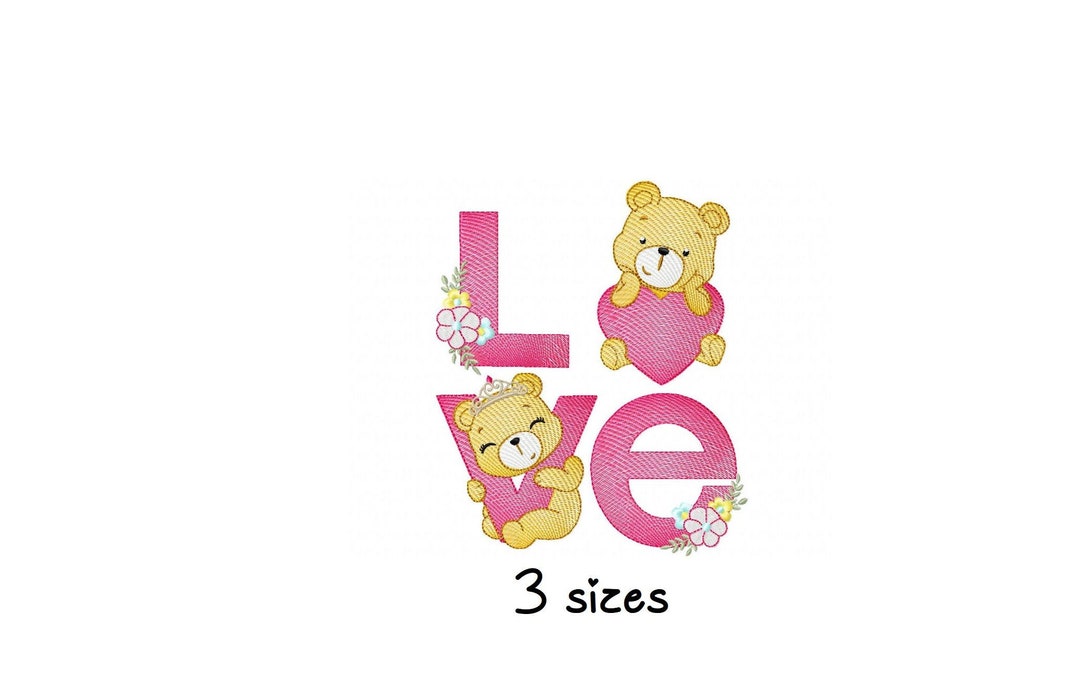 Love Bears Rippled Embroidery Designs, Baby Embroidery Design Machine ...