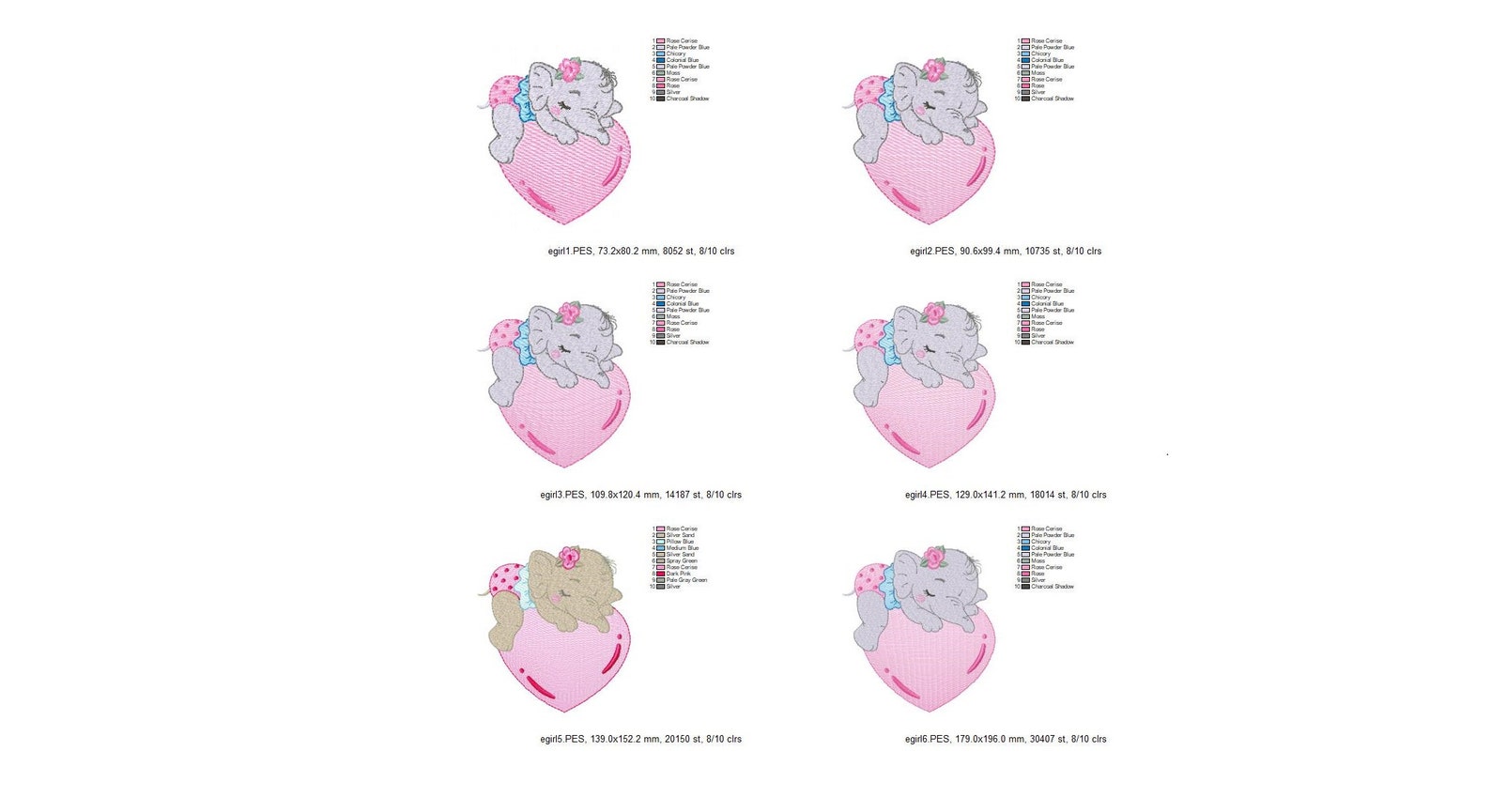 Cute Elephant Heart Embroidery Design Animals Embroidery Design Machine ...