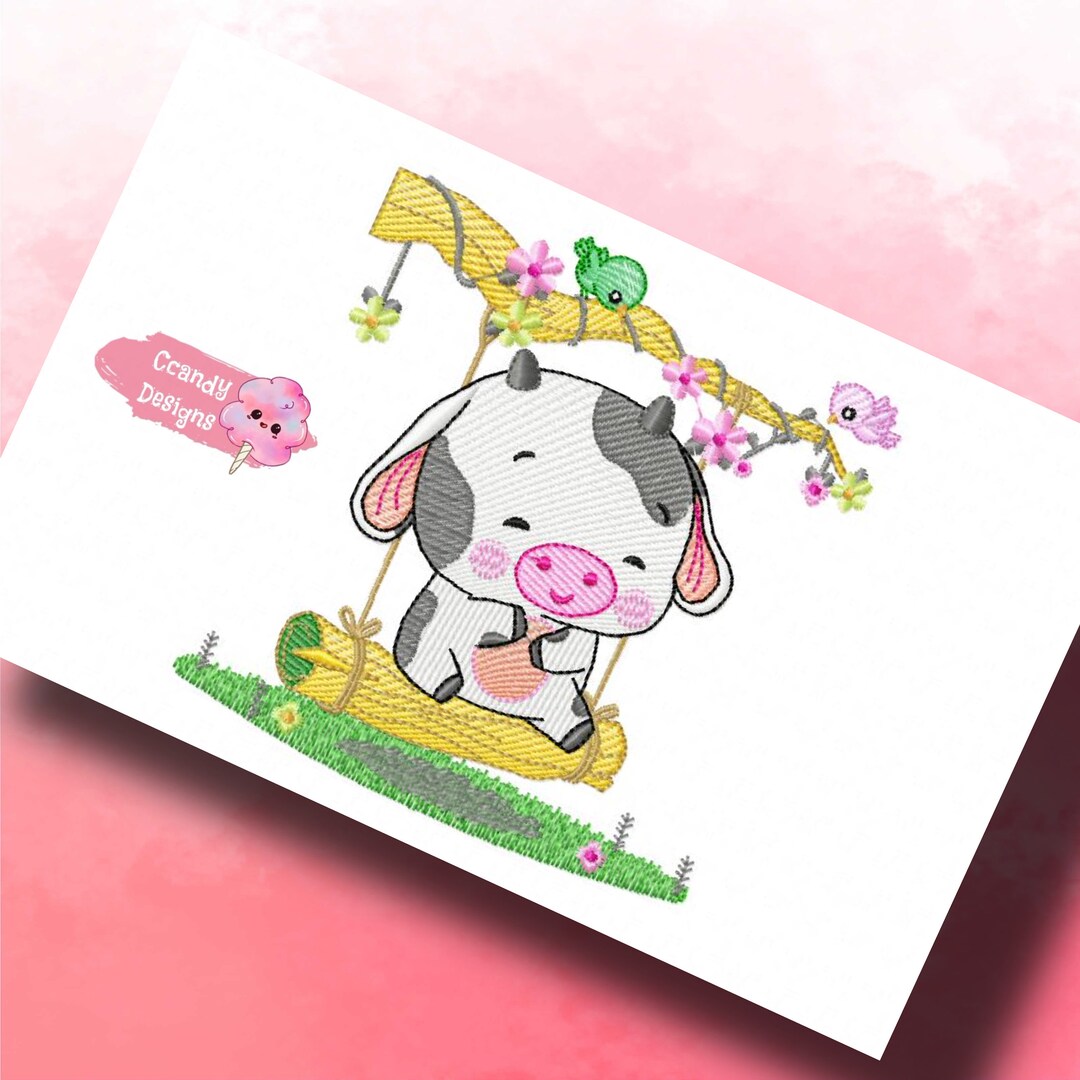 Cute Cow Embroidery Design Animals Embroidery Design Machine Embroidery ...