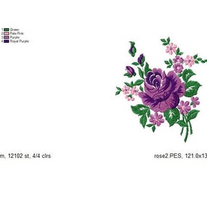 Purple Roses Embroidery Designs Flowers Embroidery Design Machine ...