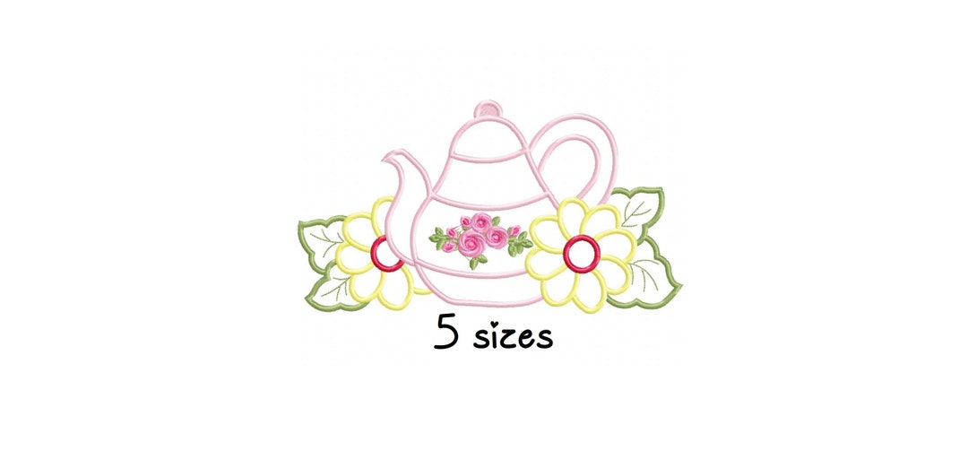 Cute Teapot Embroidery Design, Kitchen Embroidery Design Machine, Towel ...