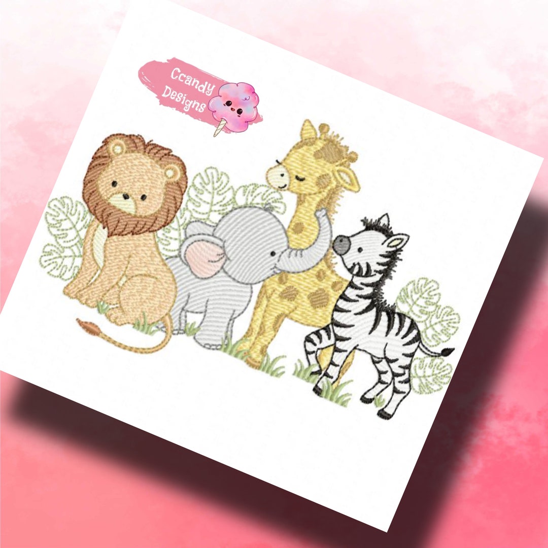Sweet Safari Embroidery Designs, Animals Embroidery Design Machine, Zoo ...