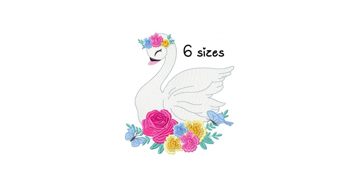 Swan Embroidery Design Animals Embroidery Design Machine | Etsy