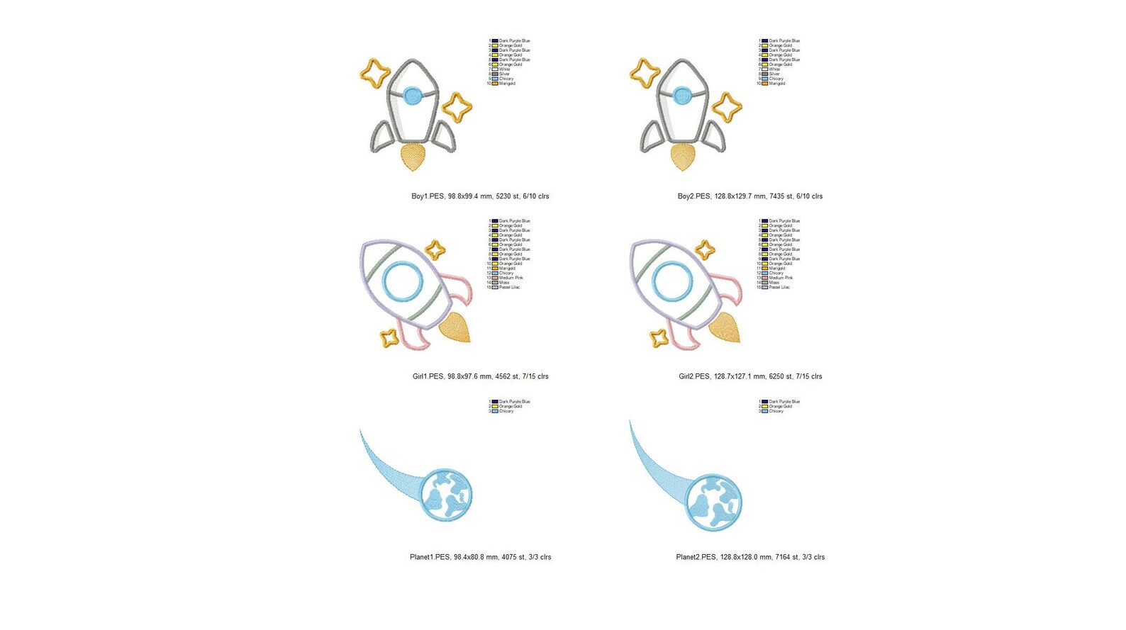 Rocket Embroidery Designs, Baby Embroidery Design Machine, Space ...