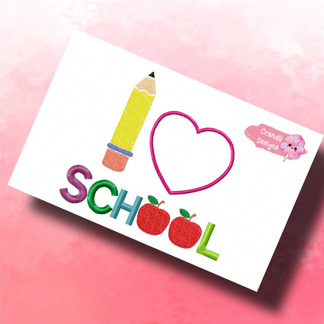 I Love School Embroidery Design,student Embroidery Design Machine,kids ...