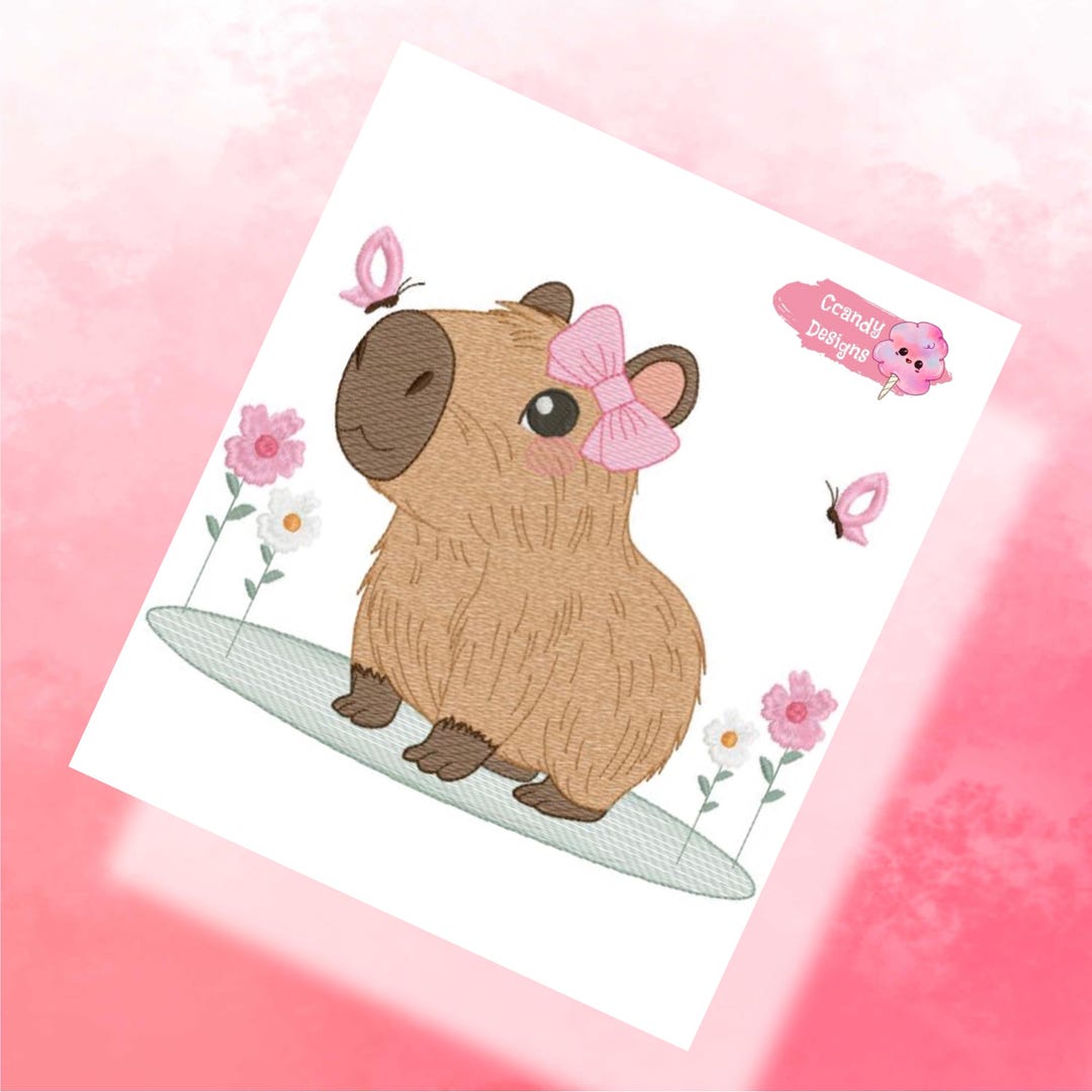 Capybara Girl Embroidery Designs, Animal Embroidery Design Machine, Zoo ...