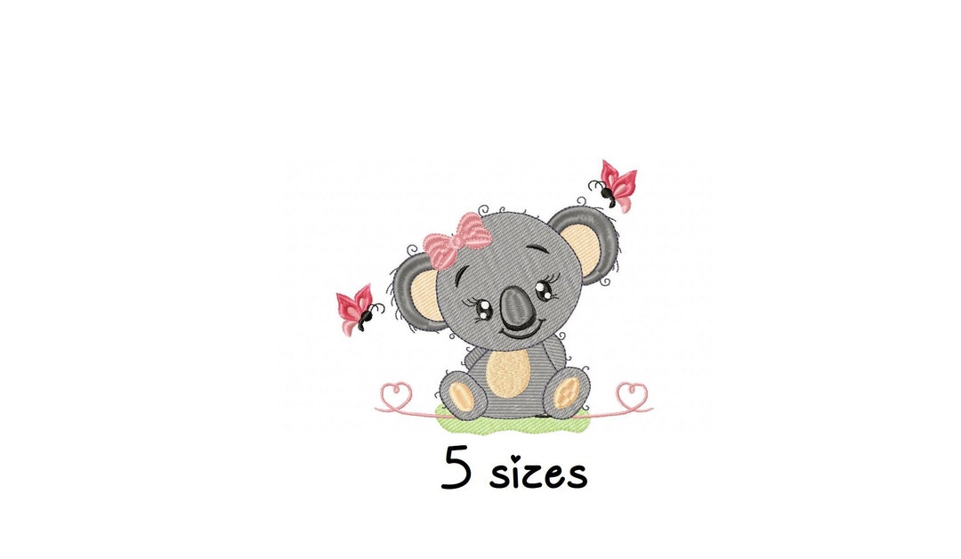 Cute Koala Girl Embroidery Design, Animals Embroidery Design Machine ...