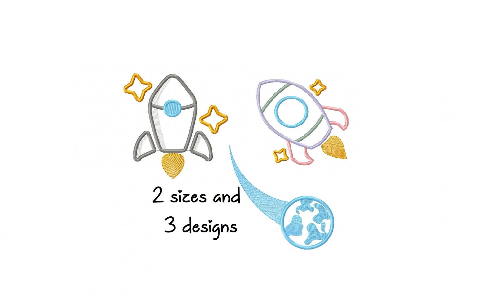 Rocket Embroidery Designs, Baby Embroidery Design Machine, Space ...