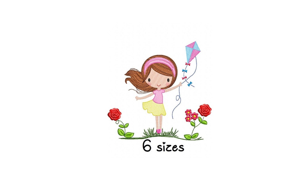Girl Kite Embroidery Designs, Baby Embroidery Design Machine, Newborn ...