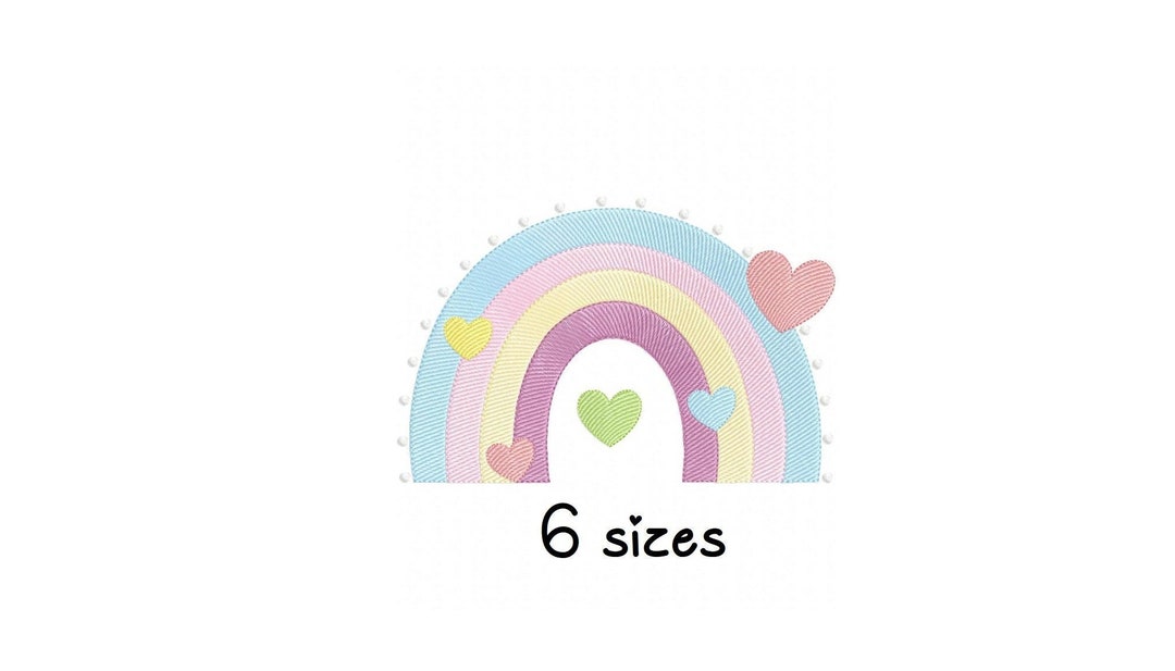 Cute Rainbow Hearts Embroidery Designs, Magical Embroidery Design ...