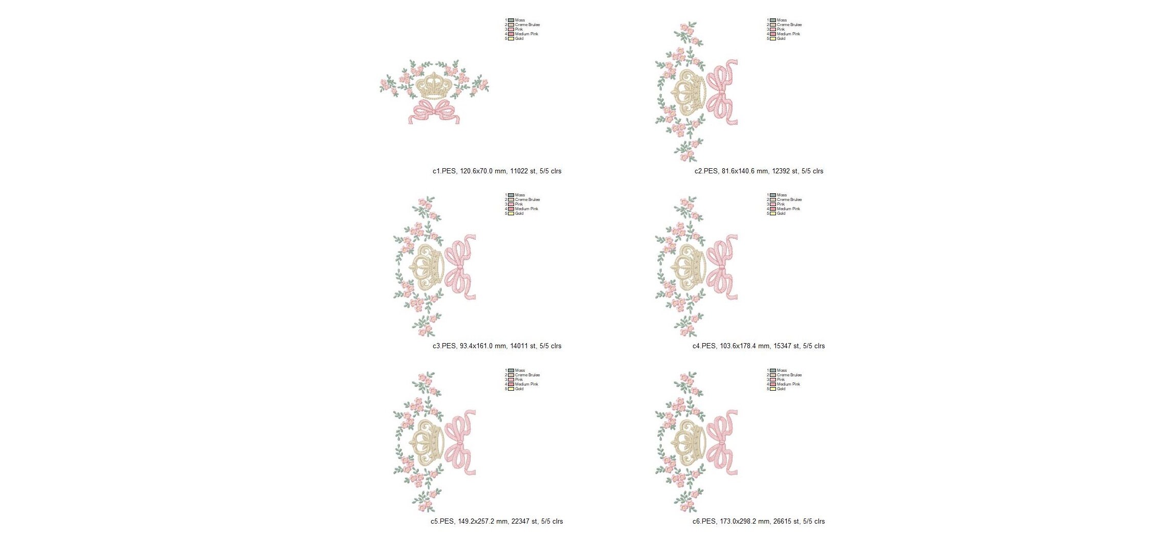 Crown Flowers embroidery design Newborn embroidery design | Etsy