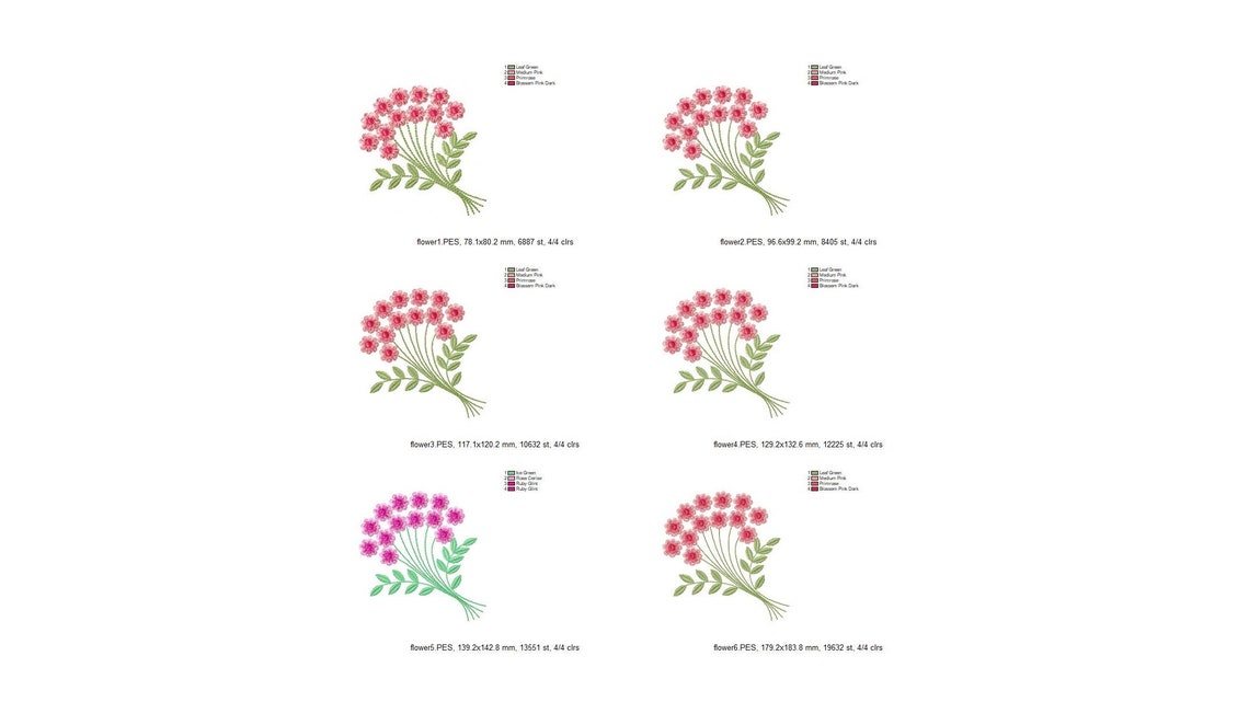 Pink Bouquet Embroidery Designs Flowers Embroidery Design - Etsy