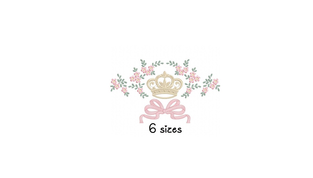 Crown Flowers Embroidery Design, Newborn Embroidery Design Machine ...