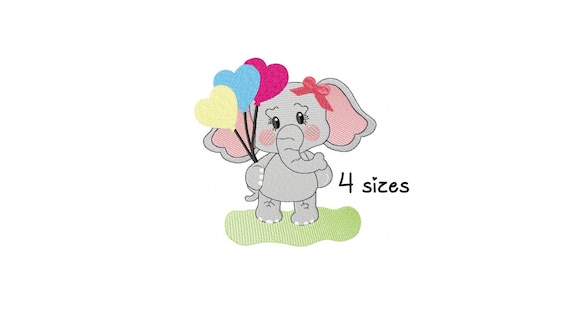 Elephant Heart Embroidery Designanimals Embroidery Design | Etsy