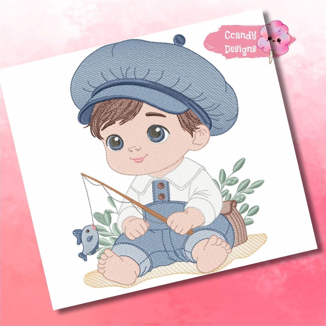 Fisherman Embroidery Designs, Newborn Embroidery Design Machine, Boys ...
